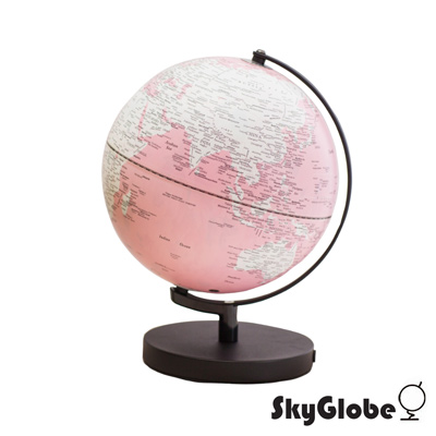 SKYGLOBE 10吋 粉色花紋霧黑底座(附燈/英文版)，10 吋 - SkyGlobe地球儀